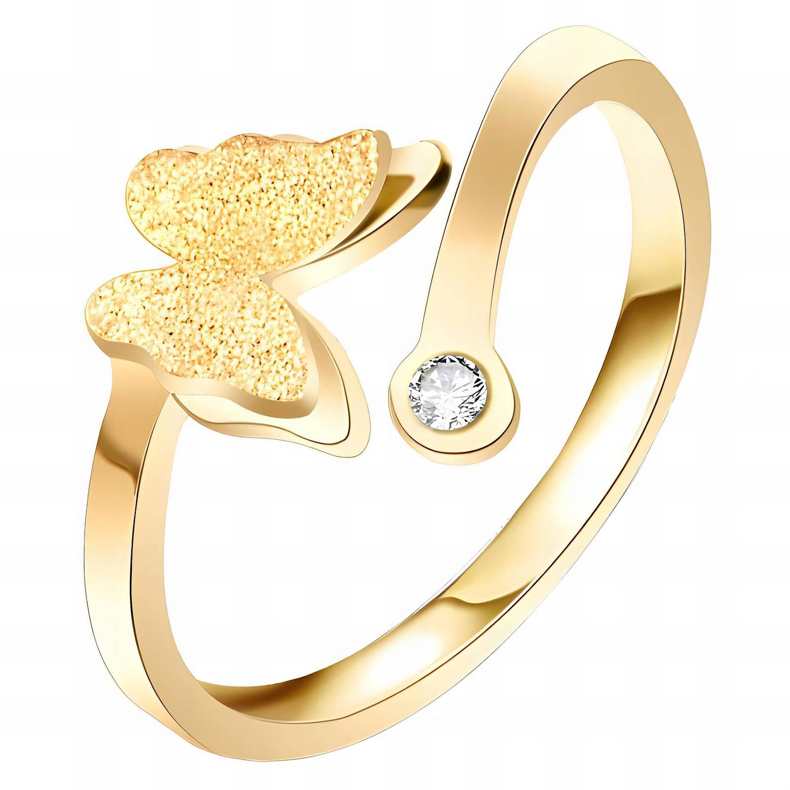 18K gold plated Stainless steel "Butterfly" finger ring, Intensity ...